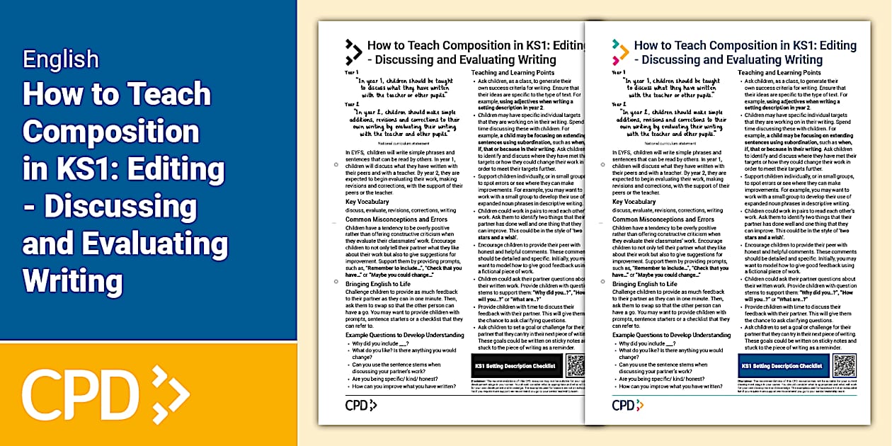 How to Teach Composition in KS1: Editing - Discussing and Evaluating ...