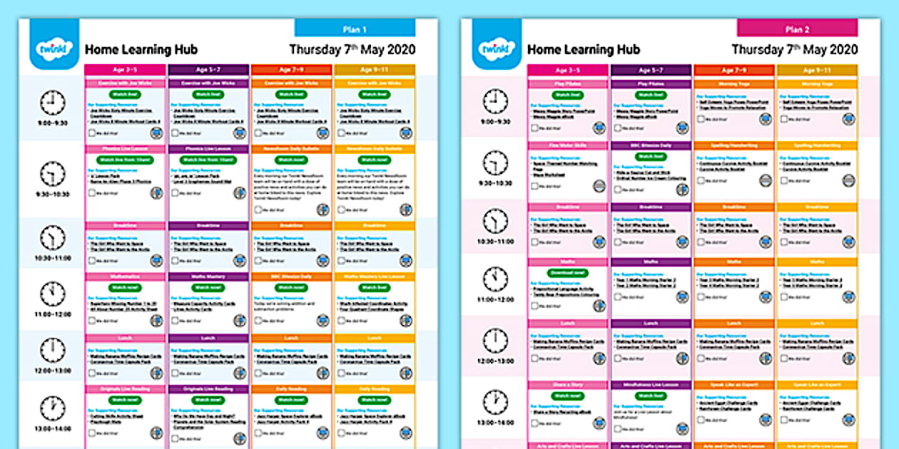 Home Learning Hub Daily Plan Thursday 7th May (teacher made)
