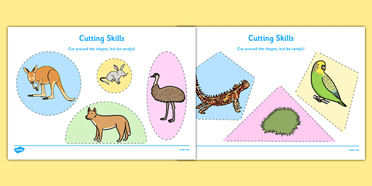 Australian Desert Habitat Cutting Skills Worksheet - Twinkl