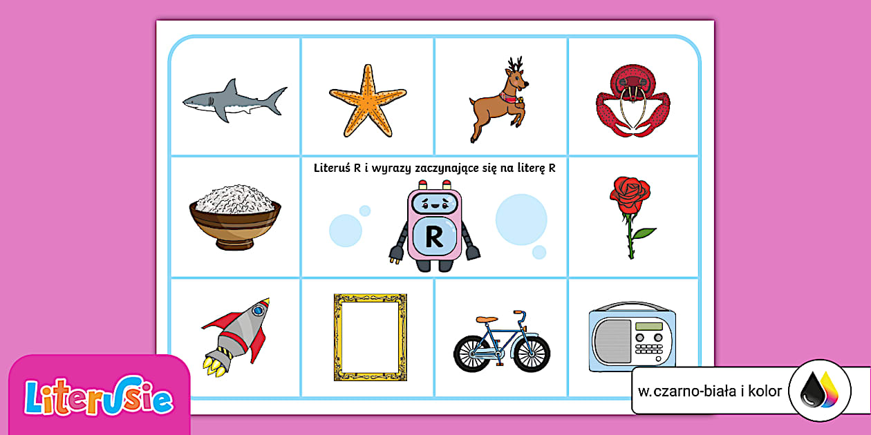 Literuś R | Plansza ze słowami | Co się zaczyna na literę R