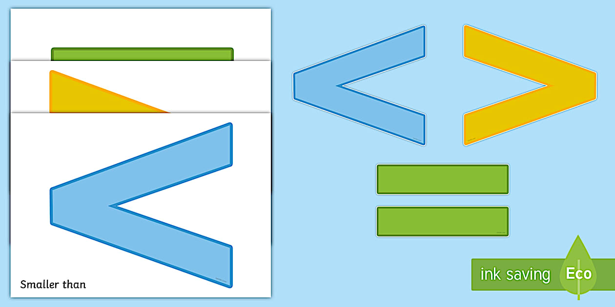 Bigger Than Smaller Than Display Symbol Cut Outs - numeracy