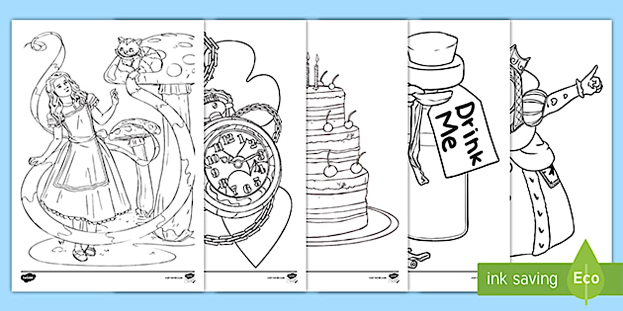 Alice in Wonderland Colouring Pages (teacher made) - Twinkl