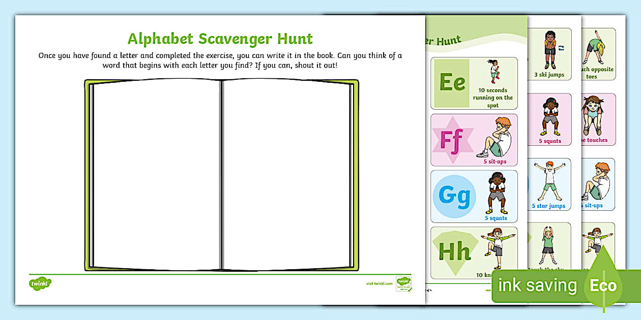 Alphabet Active Scavenger Hunt Activity - Twinkl - KS1