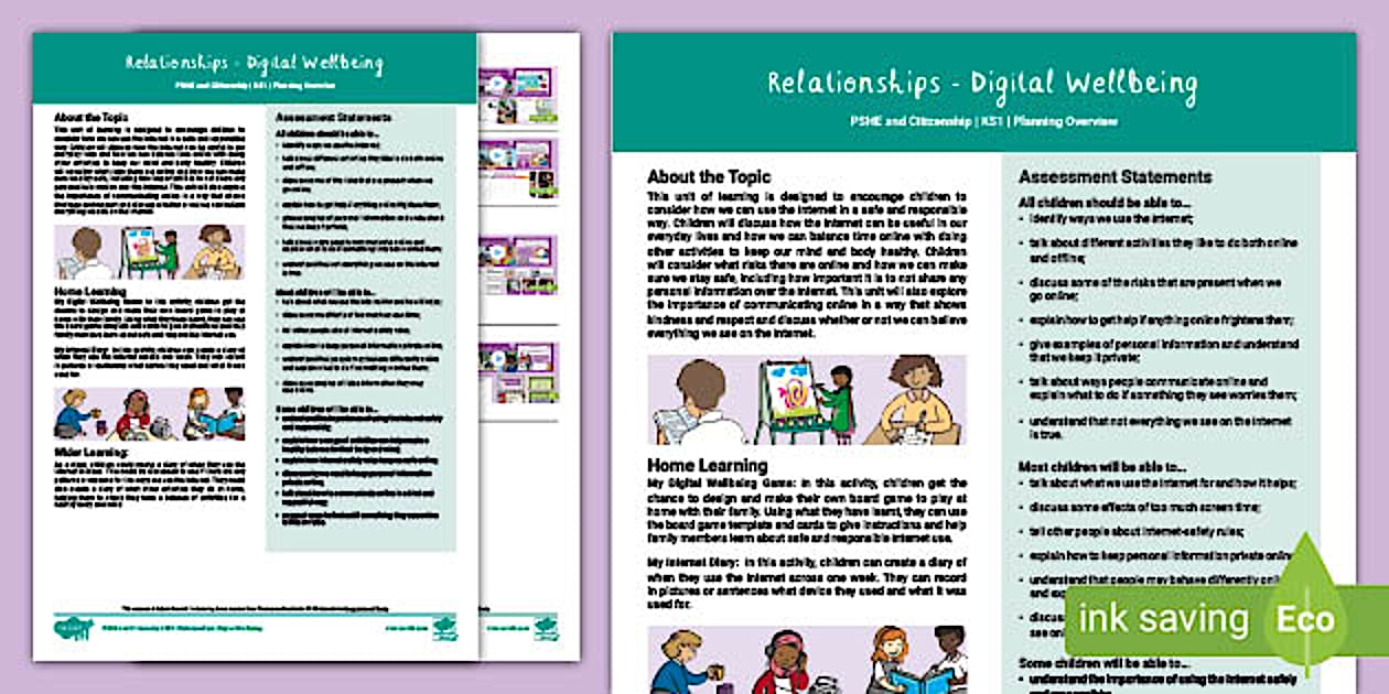 PSHE: KS1 Digital Wellbeing - Planning Overview - Twinkl