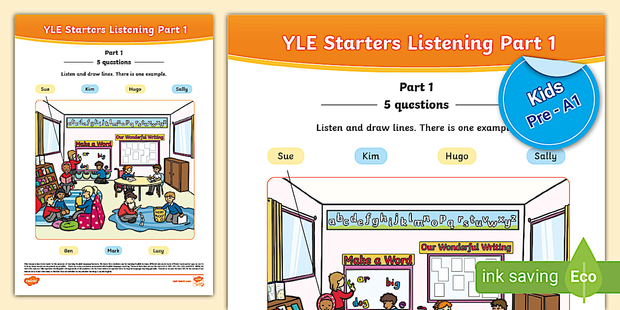 YLE Starters - Listening Part 1 - Practice Sheet (School)