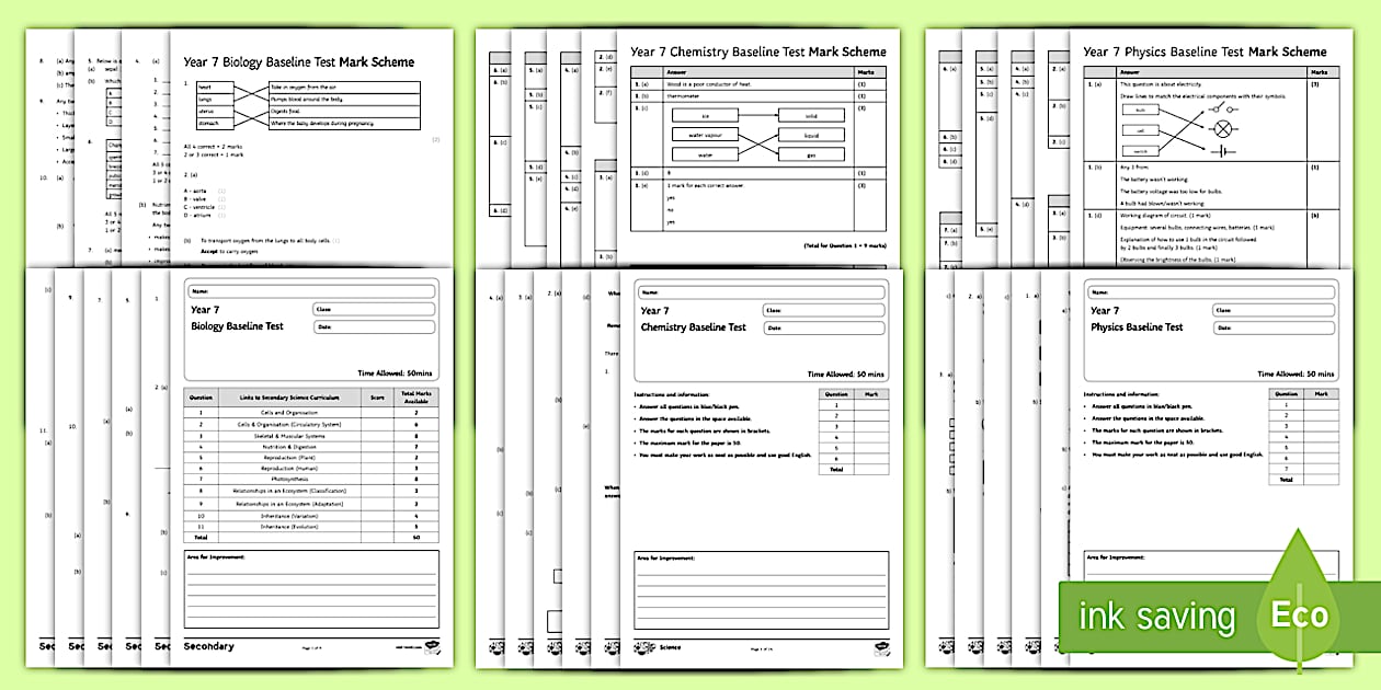 AQA Year 7 Transition Test Science Pack | Assessment |Beyond