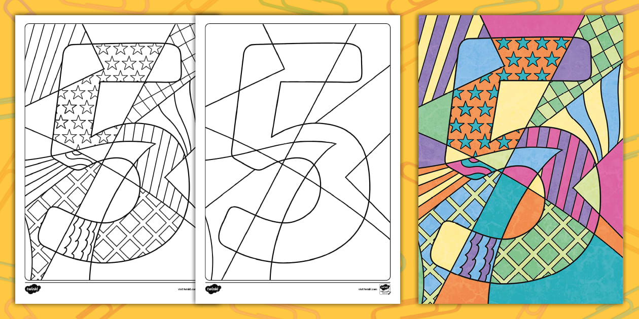 Primary 5 Pop Art Colouring Page (teacher made) - Twinkl