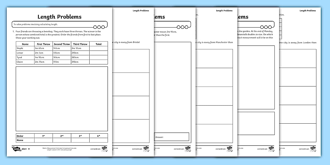 👉 Solving Length Problems Differentiated Maths Activity Sheet