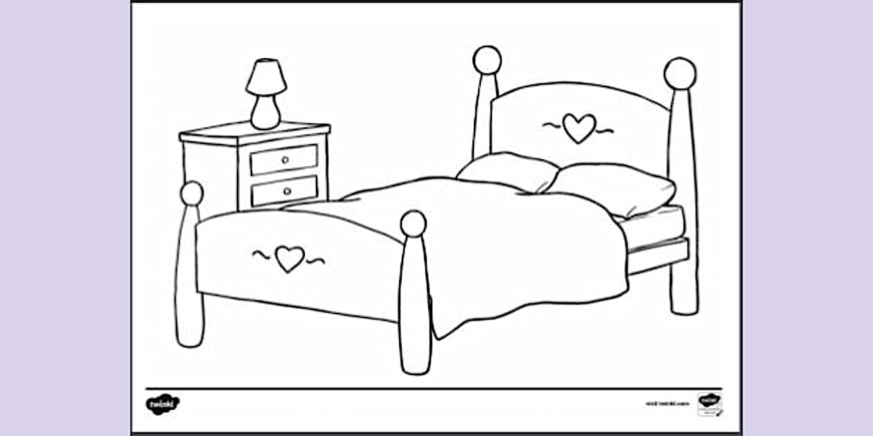 Purple Bed Colouring Sheet | Colouring Sheets (teacher made)