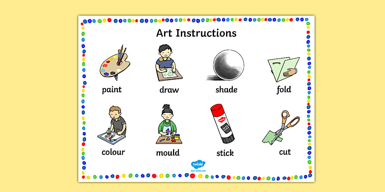 Precursive Art Instructions Word Mat (teacher made) - Twinkl