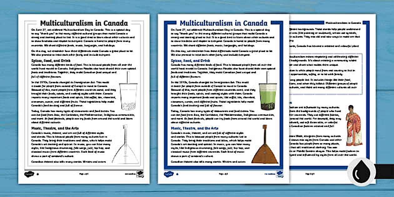 Multiculturalism In Canada Intermediate Reading Comprehension