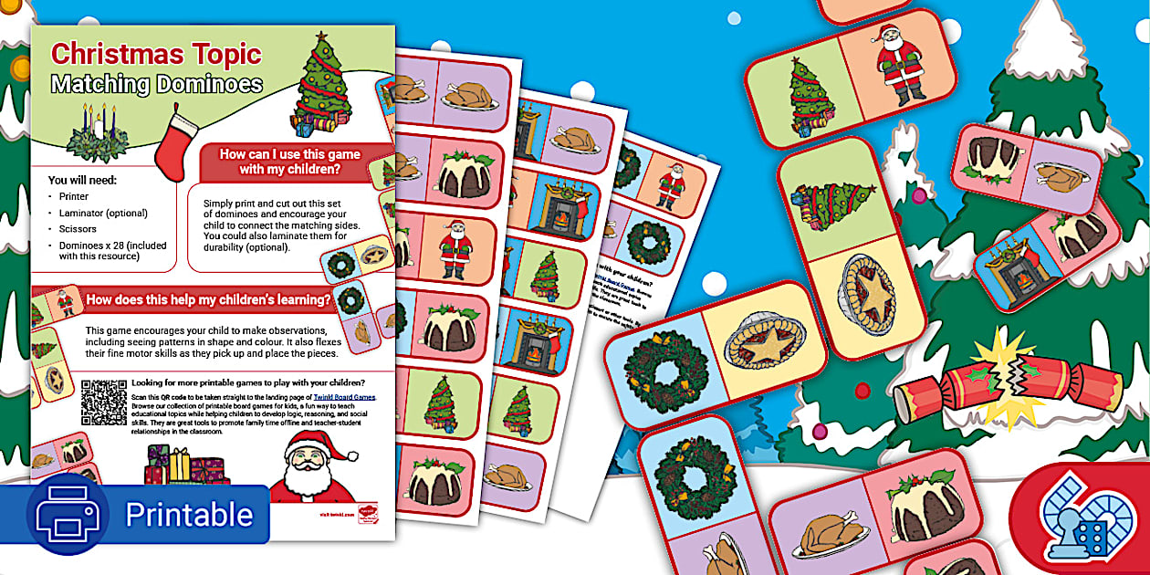Christmas Topic Matching Dominoes - Christmas Family Games