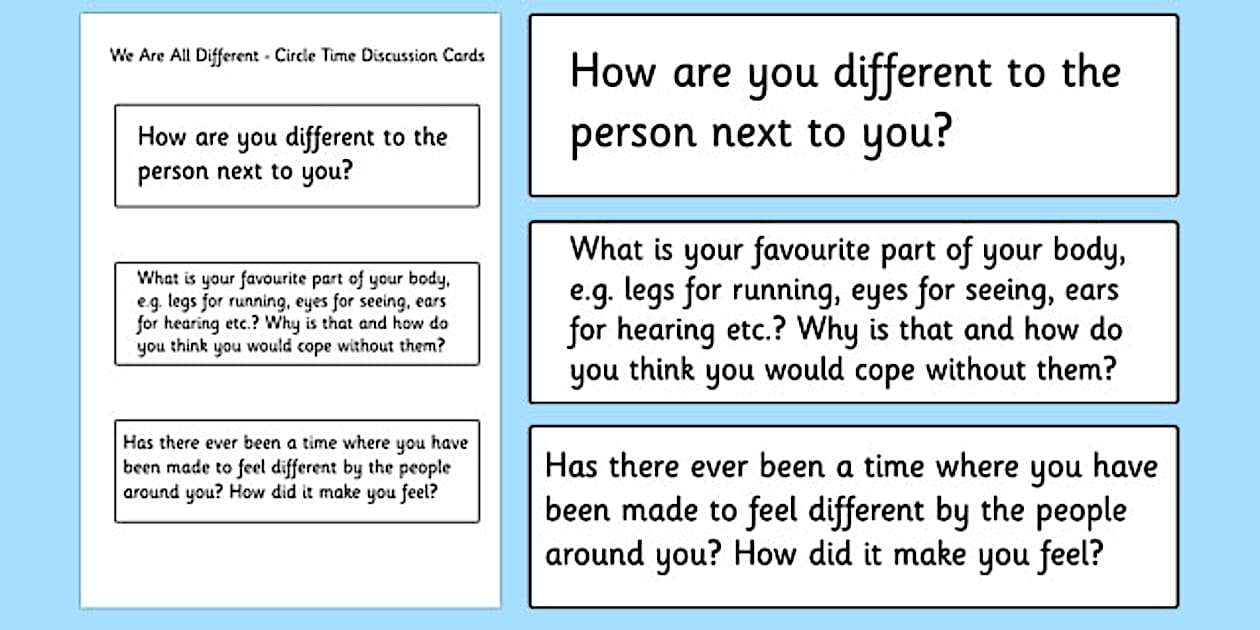 We Are All Different Circle Time Discussion Cards - Twinkl