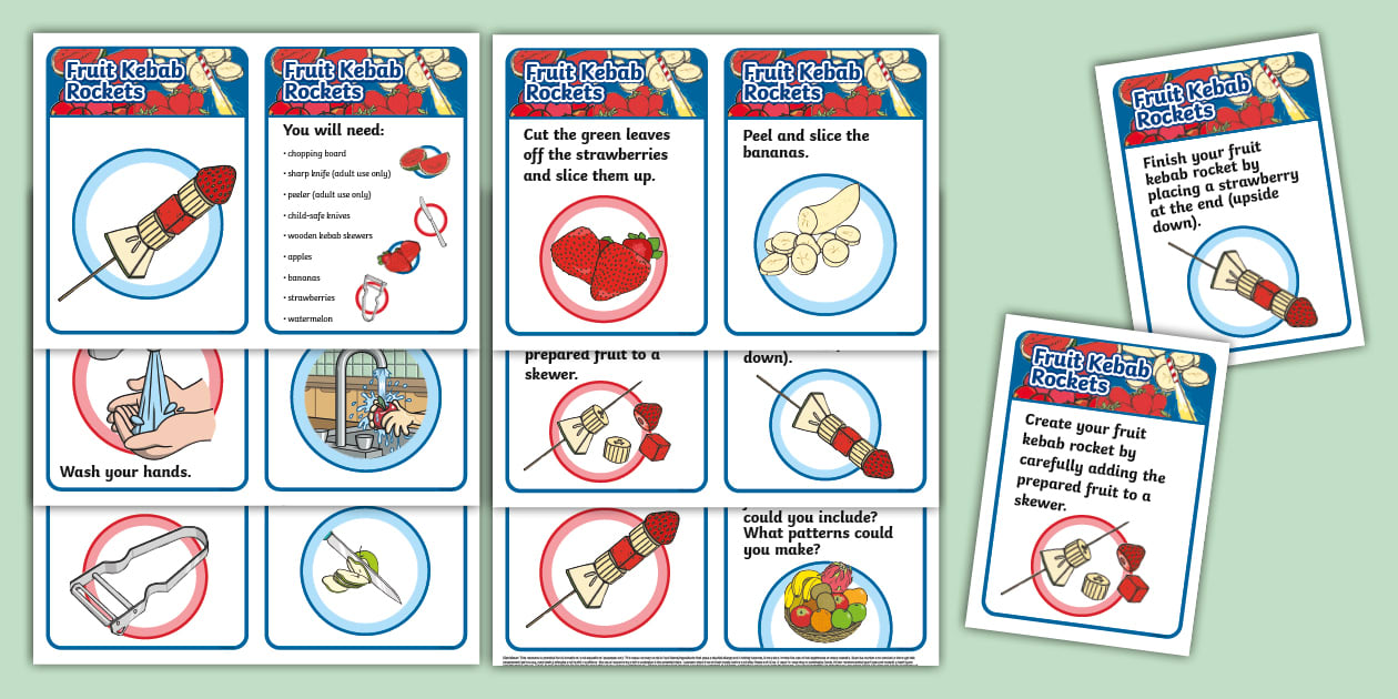 Fruit Kebab Rocket Recipe Cards (teacher made) - Twinkl