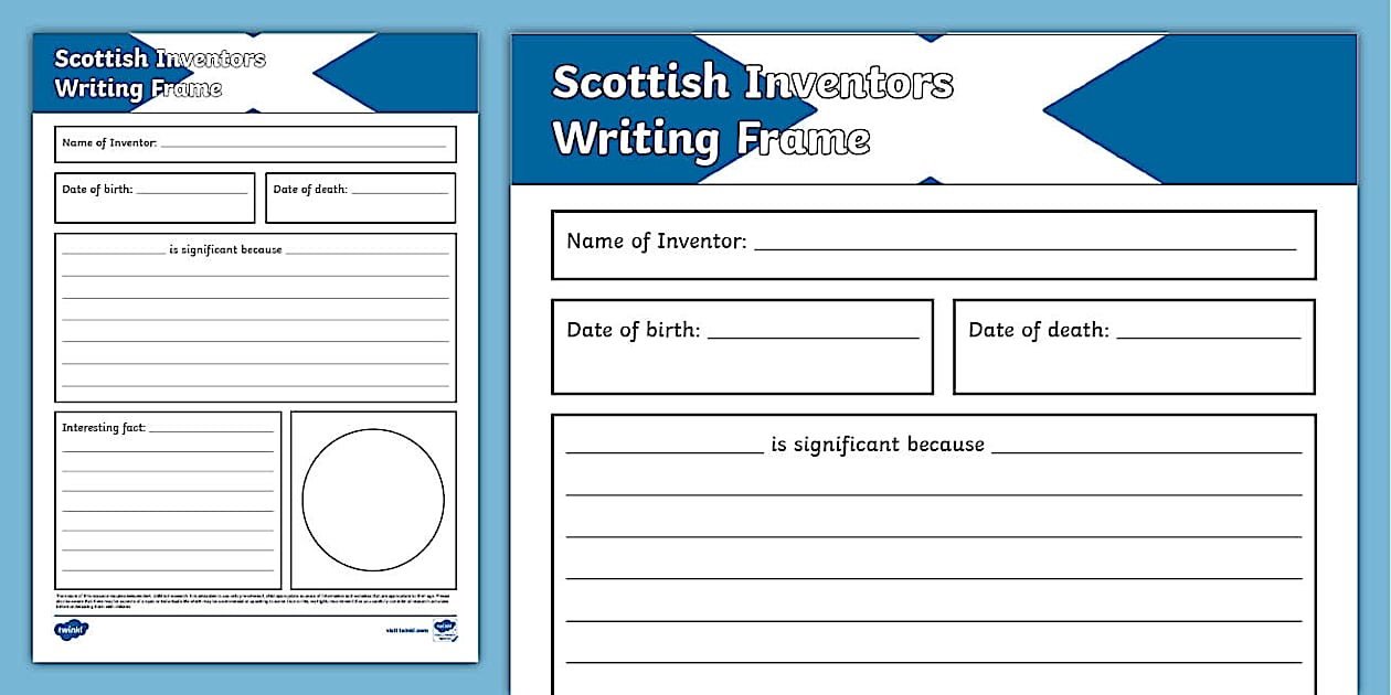 Scottish Inventors Research Writing Frame (teacher made)