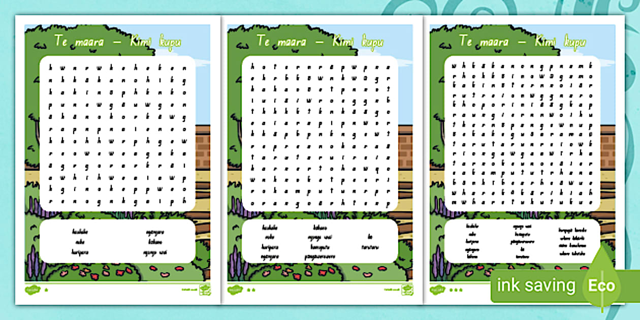 Middle Ability Te maara Differentiated Word Search - Twinkl