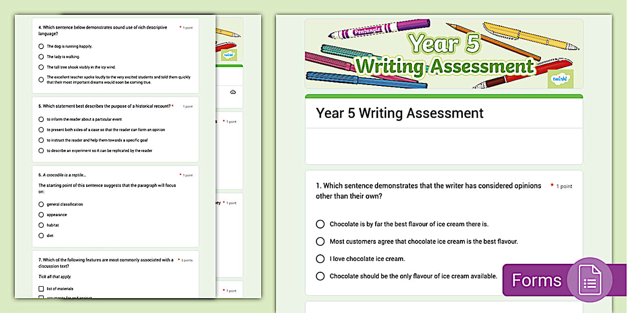 Year 5 Writing Assessment Google Form - Twinkl