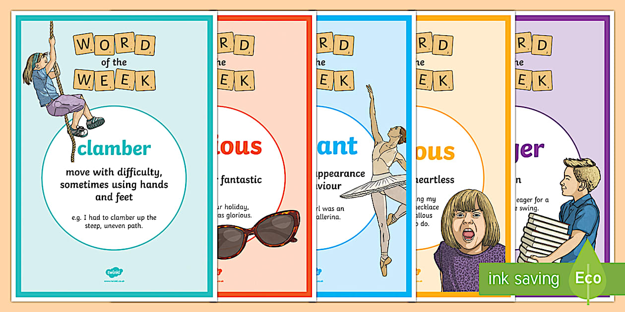 Editable Word of the Week Display Posters - Twinkl