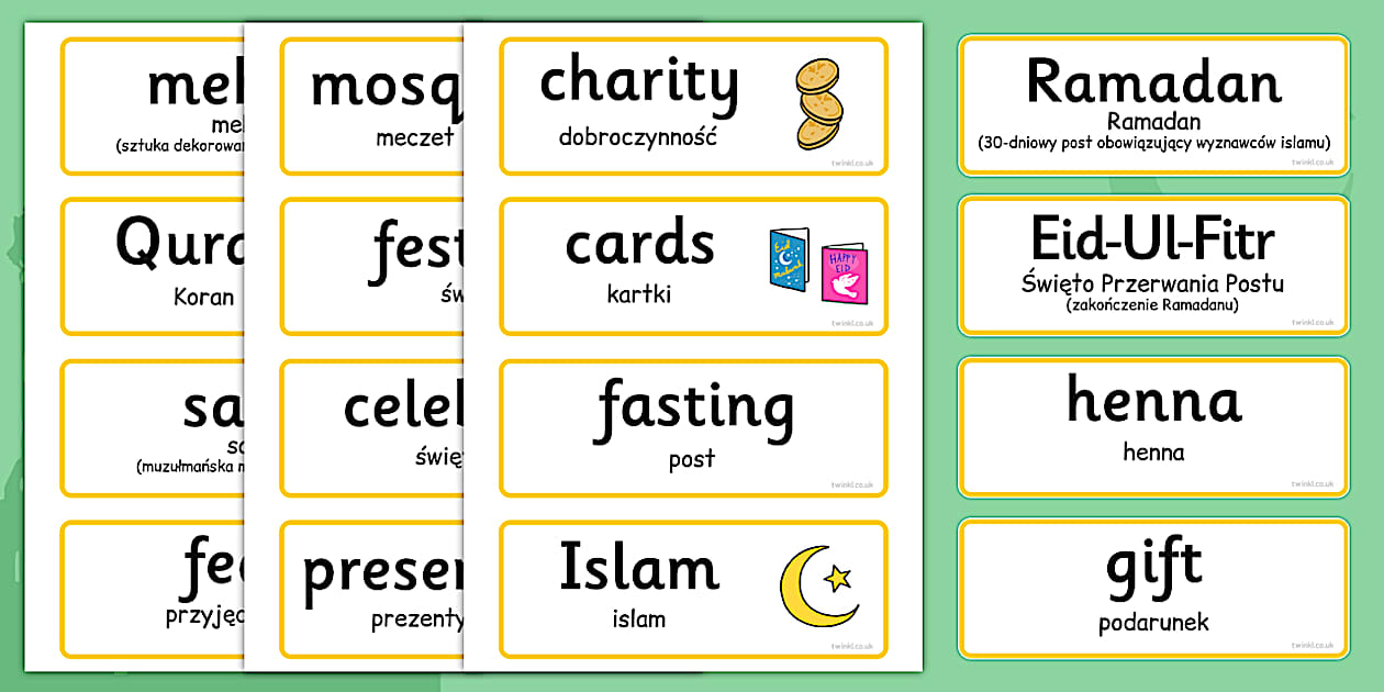 Eid Topic Words Polish Translation (teacher made) - Twinkl