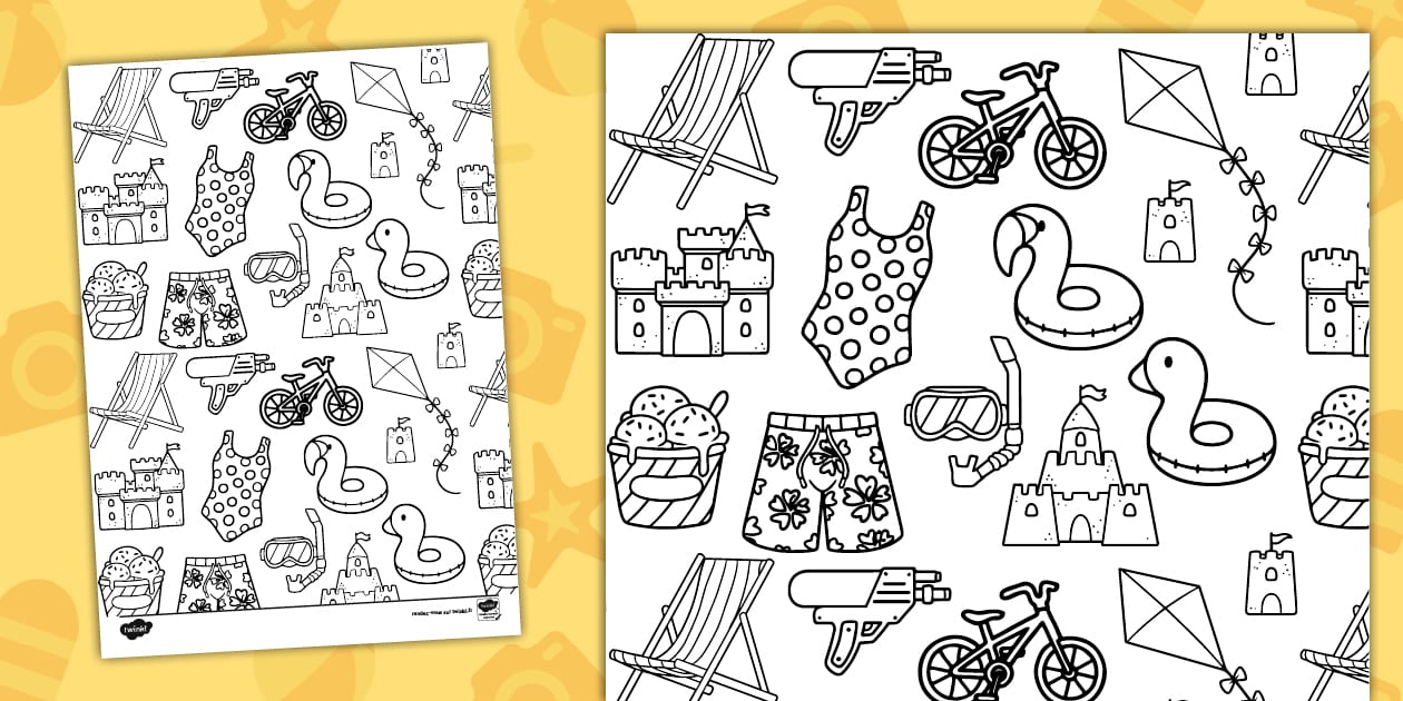 Feuille de coloriage : Activités estivales (teacher made)