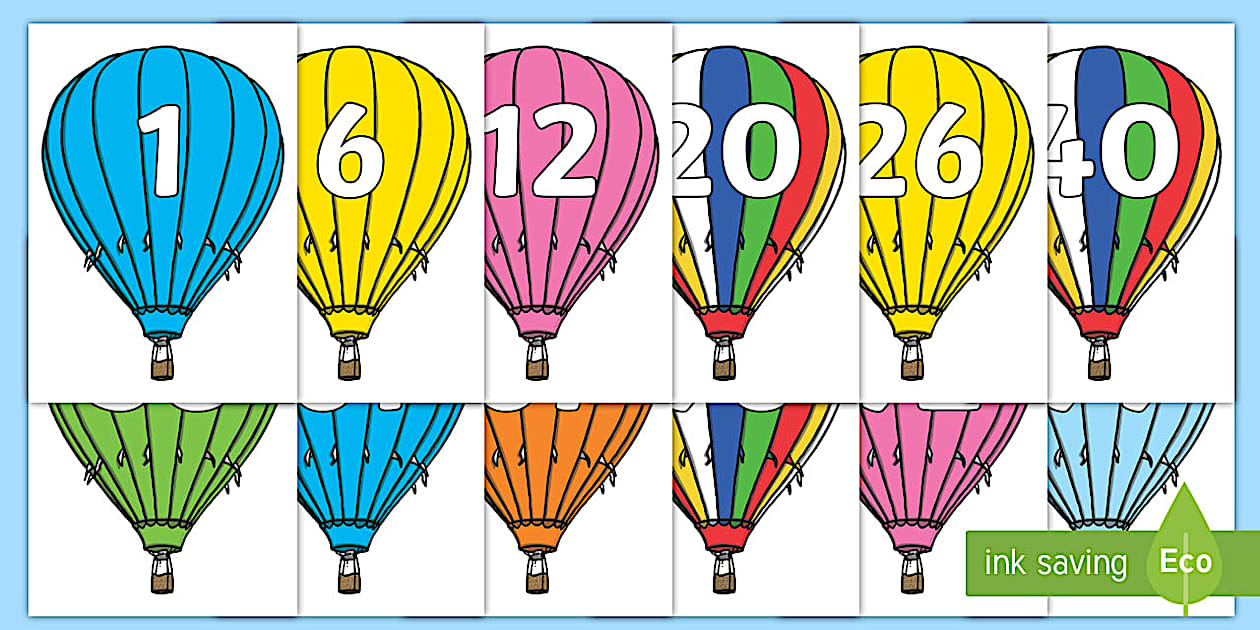 Numbers 0-100 on Hot Air Balloons (teacher made) - Twinkl