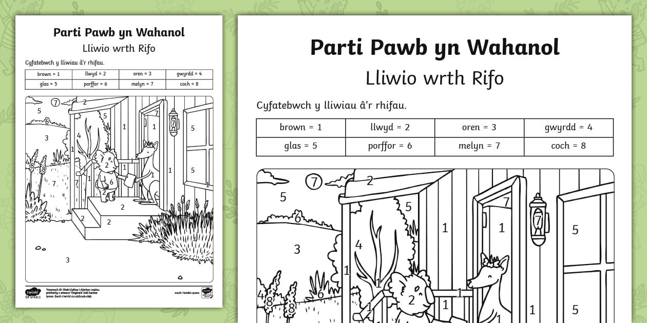 Parti Pawb yn Wahanol: Lliwio wrth Rifo - Twinkl
