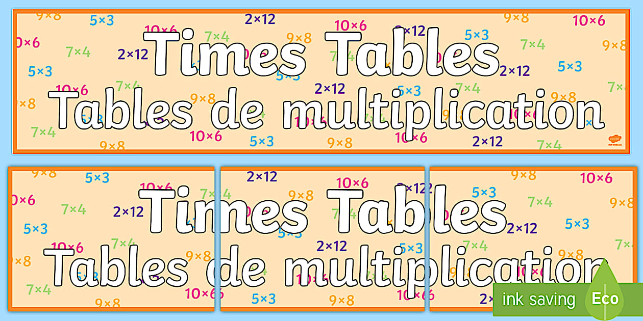 Times Tables Display Banner English/French - Times Tables Display Banner