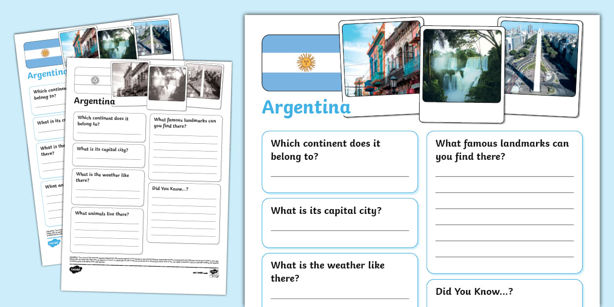 Argentina Fact File Template Teacher Made Twinkl