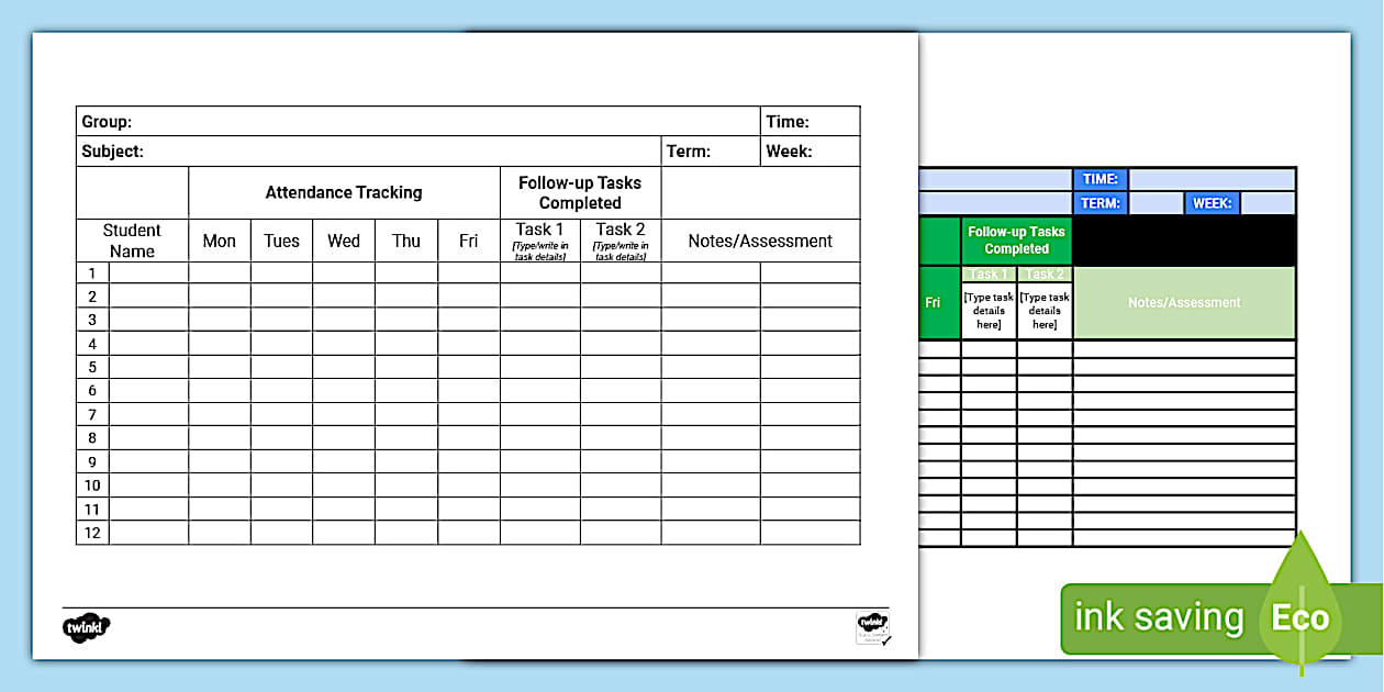 Small Group or Workshop Student Tracking Sheet - Twinkl