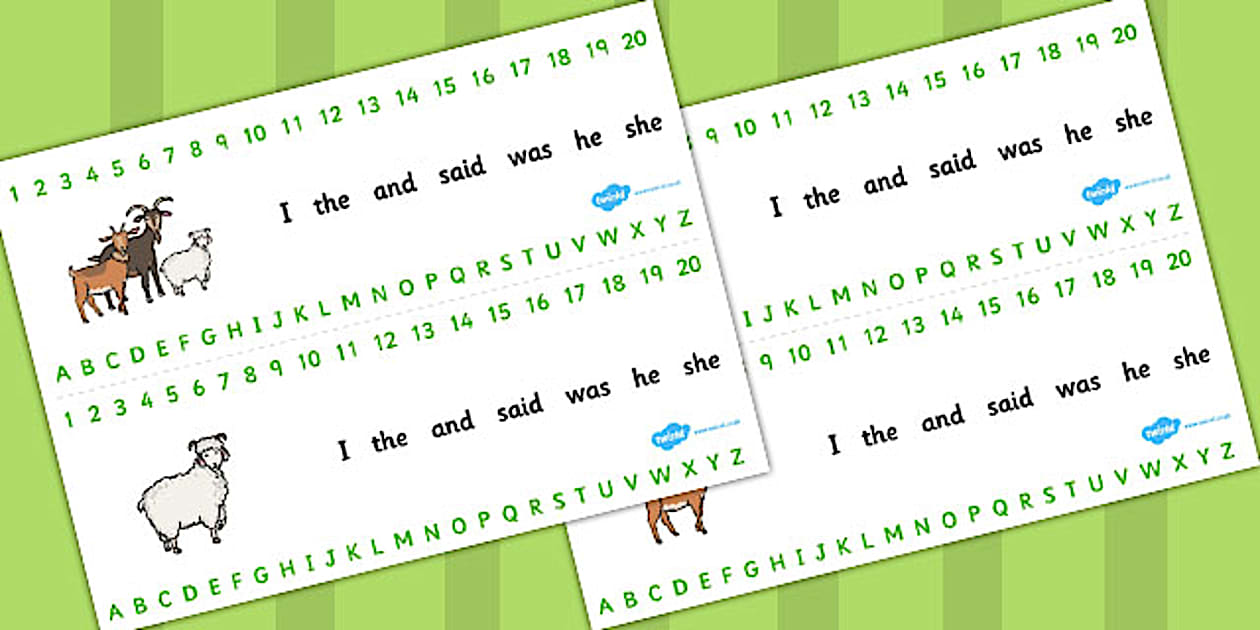 Cursive The Three Billy Goats Gruff Combined Number and Alphabet Strips