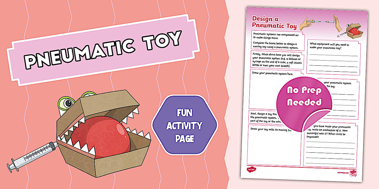 Design a Pneumatic Toy Worksheet - KS2 - Twinkl