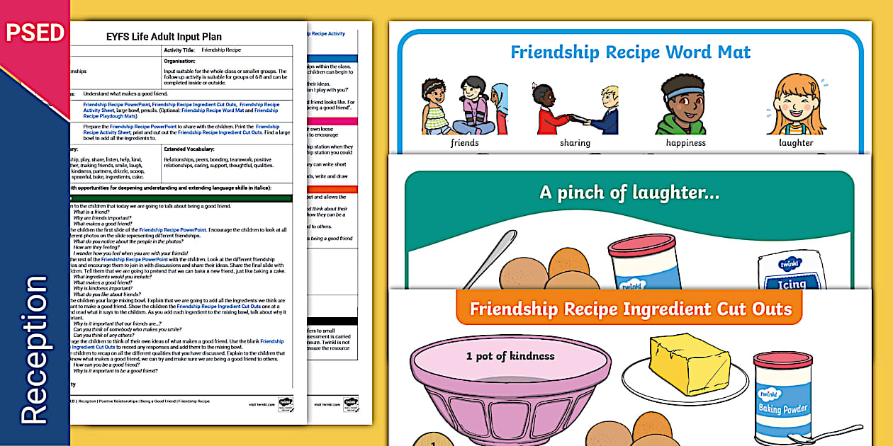 EYFS PSED Friendship Recipe Plan and Pack (Lehrer gemacht)