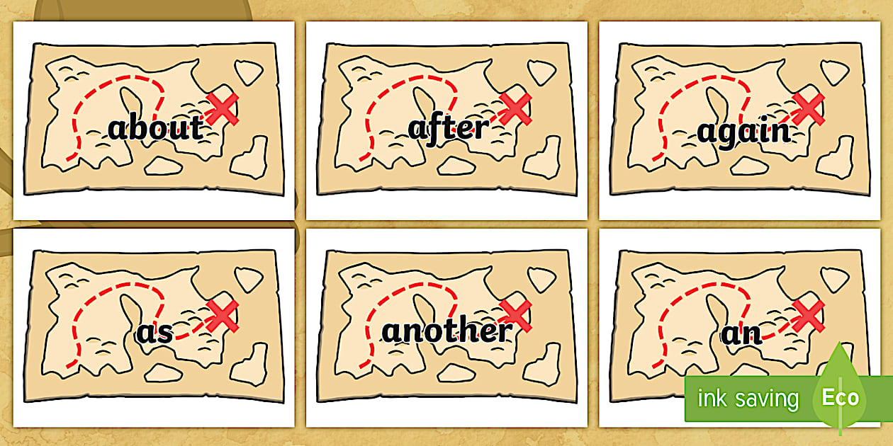 F-2 Keywords on Treasure Maps (teacher made) - Twinkl