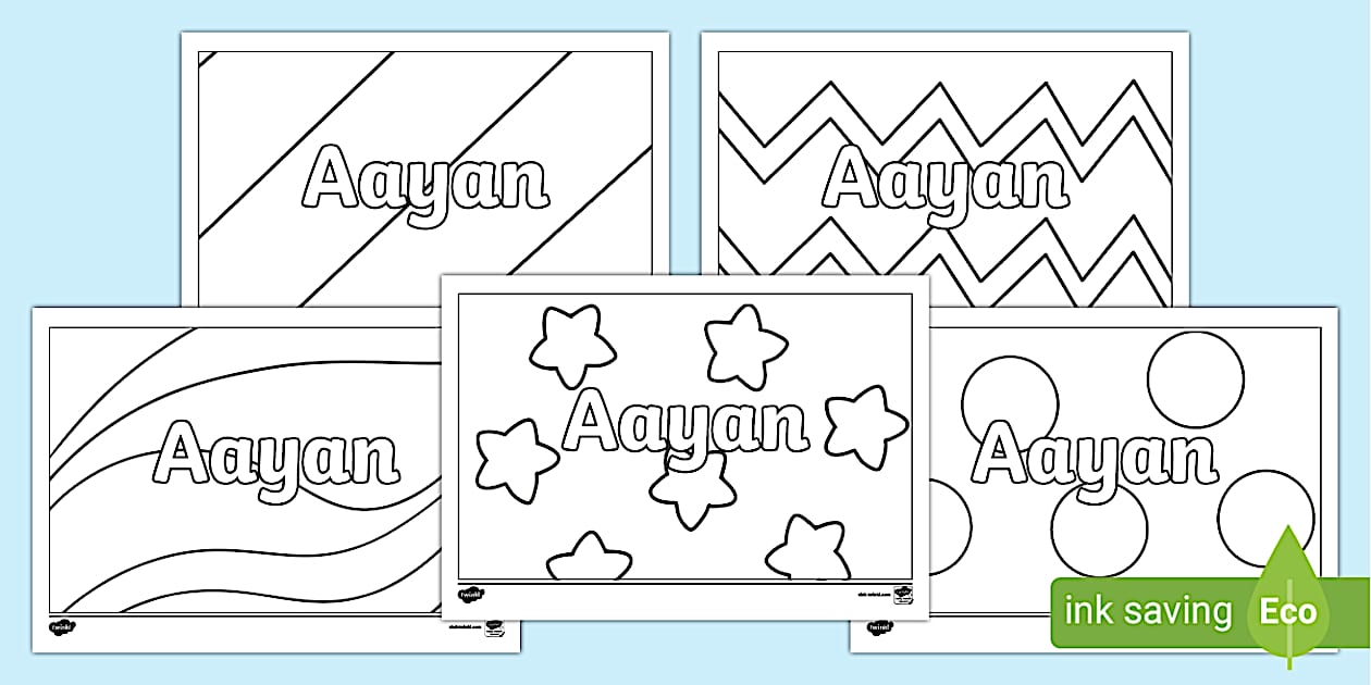 Aayan Name Simple Colouring Activity | Twinkl KS1 Colouring