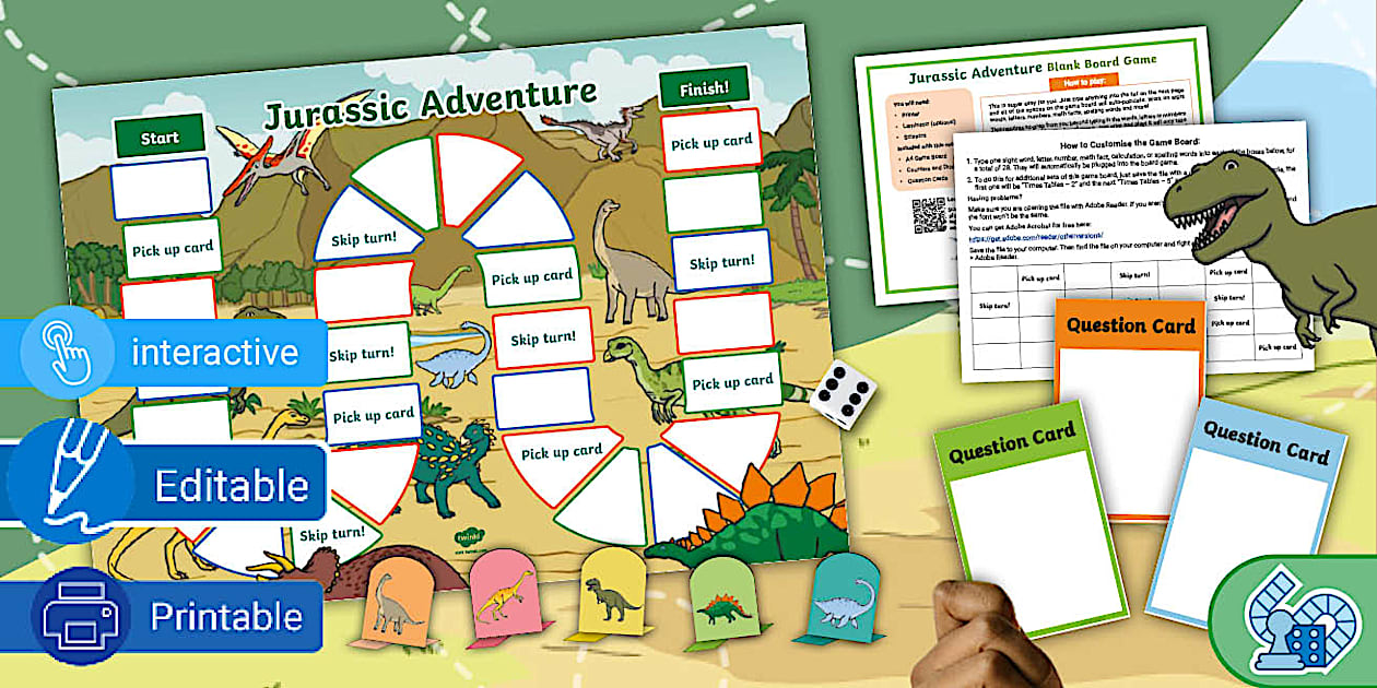 Dinosaur Board Game for Children's Dinosaur Activities