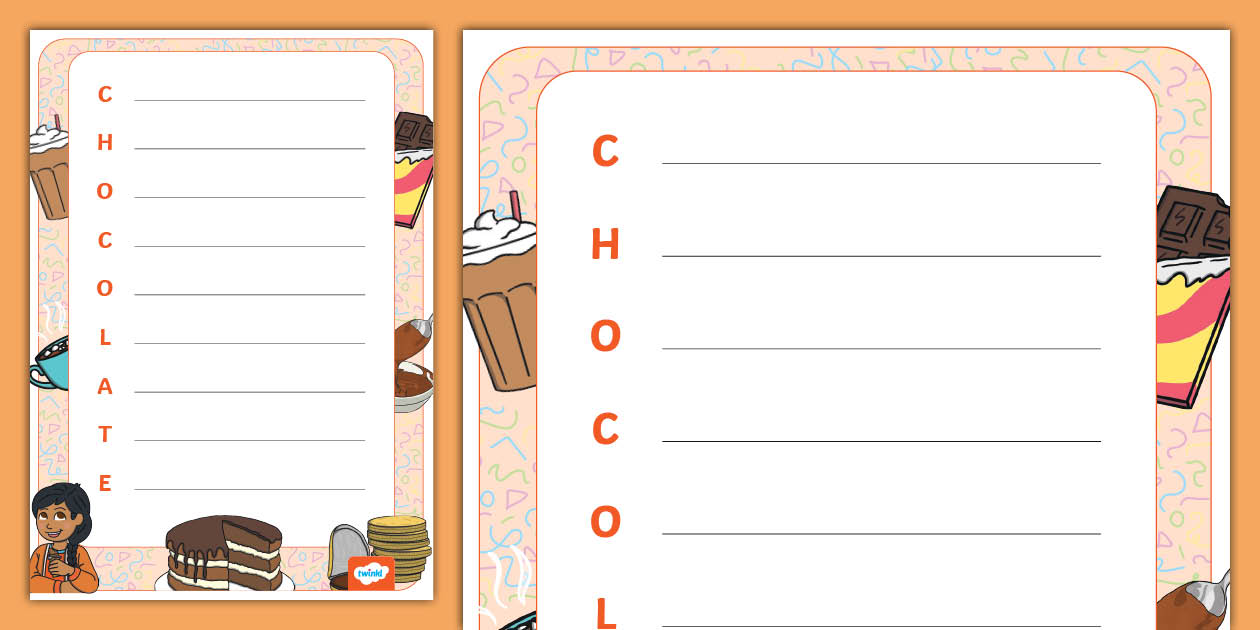 Chocolate Acrostic Poem Template (teacher made) - Twinkl