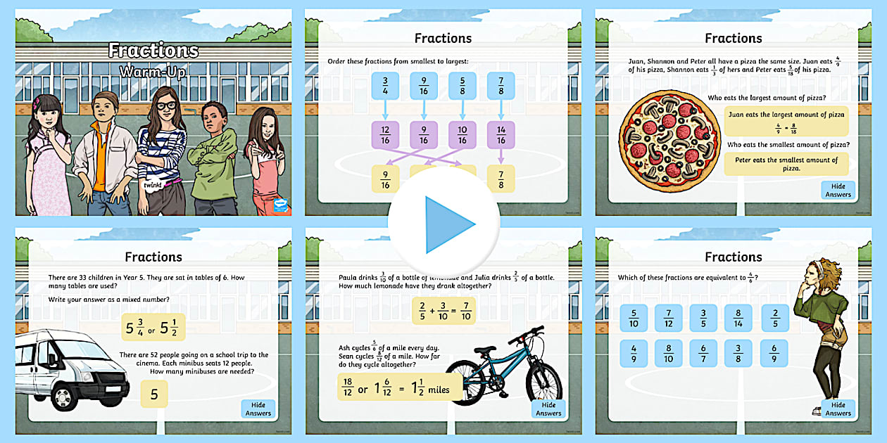 Year 5 Fractions Maths Maths Warm-Up PowerPoint - Twinkl