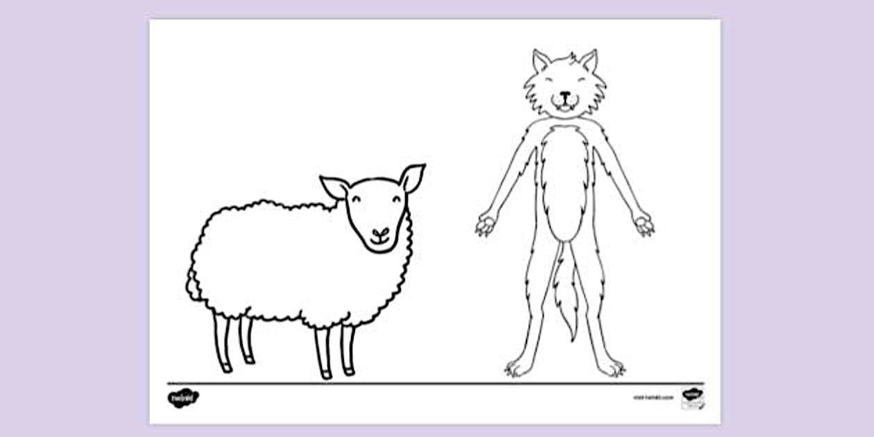 Wolf and Sheep Colouring Sheet | Colouring Sheets - Twinkl