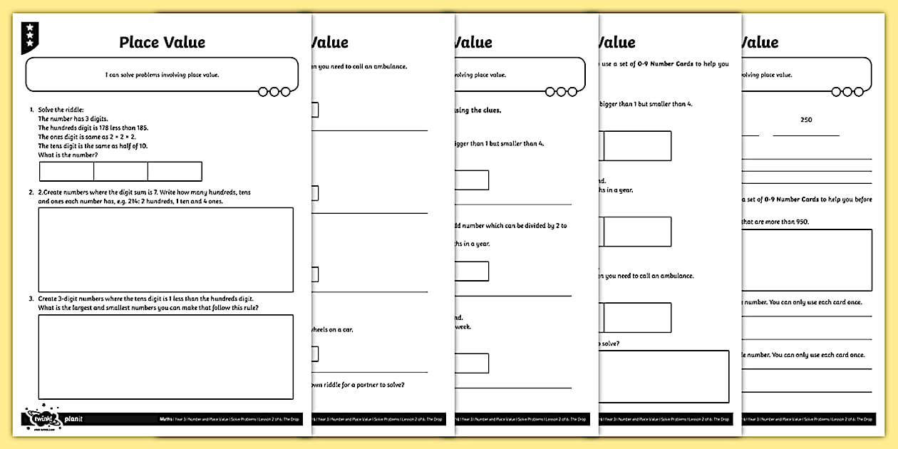Place Value Problem-Solving Worksheets - Primary Resources