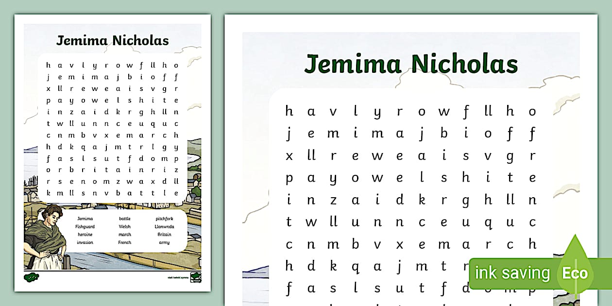 Jemima Nicholas Word Search (teacher made) - Twinkl