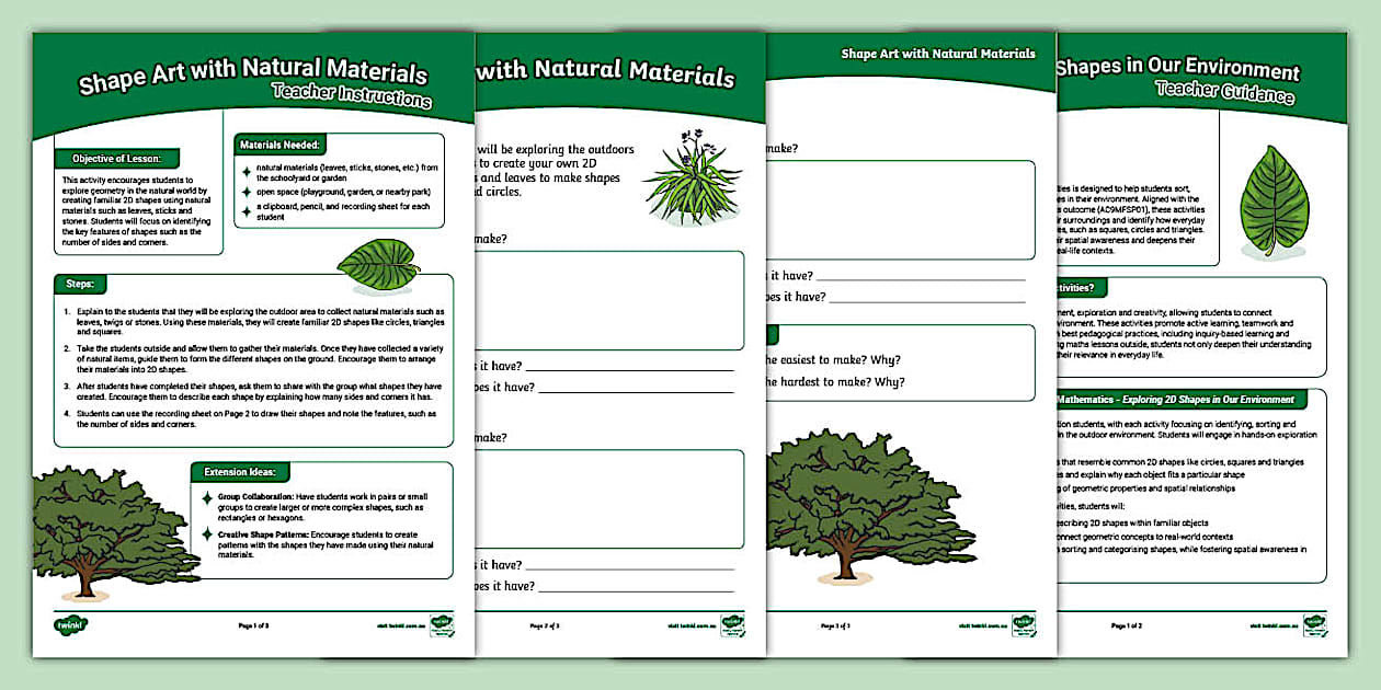 Outdoor Maths: Shape Art with Natural Materials - Twinkl