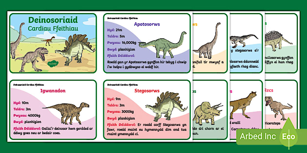 Cardiau Ffeithiau Deinosoriaid - Twinkl