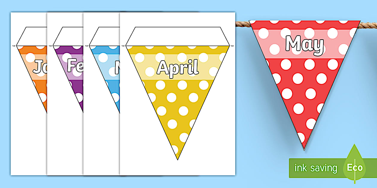 Months of the Year Spotty Display Bunting (teacher made)