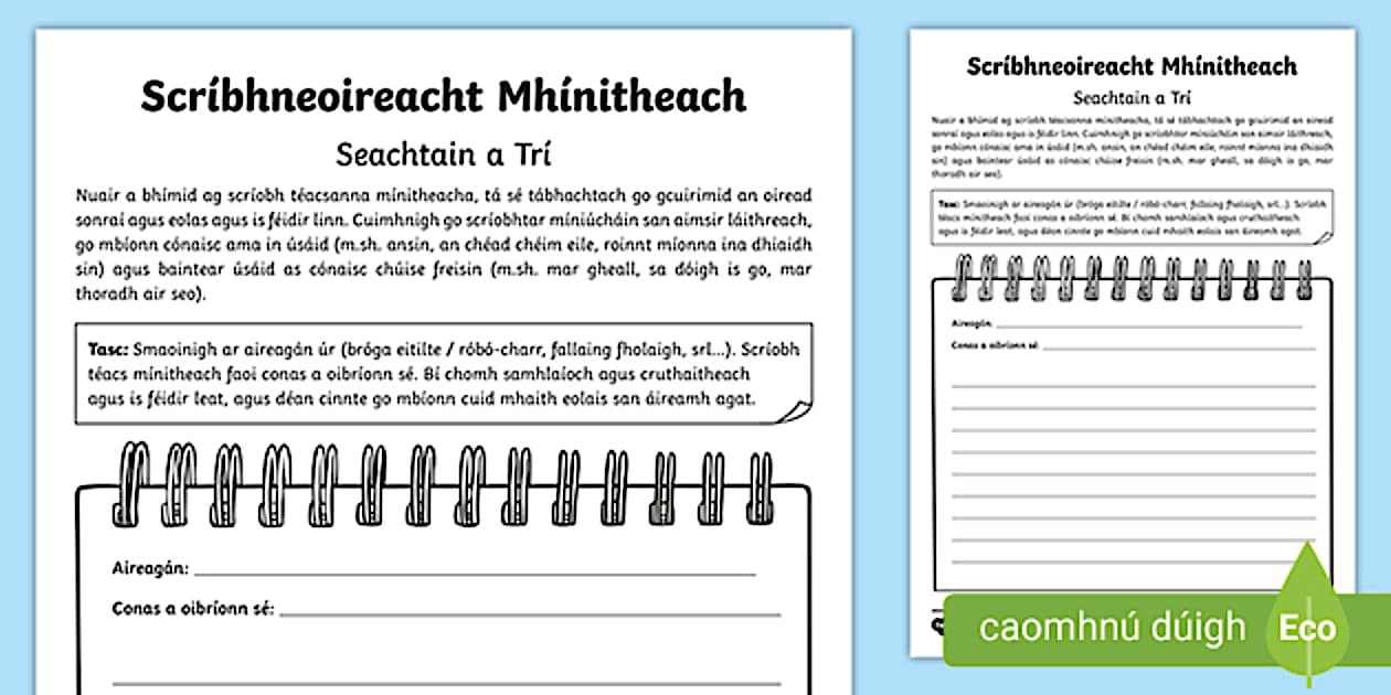 Explanation Writing Week Three Homework - Worksheet Gaeilge