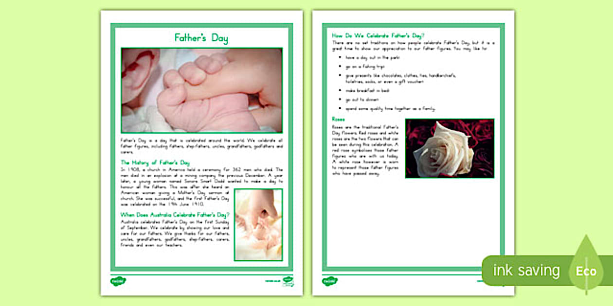 Australia Father's Day Fact File - Twinkl