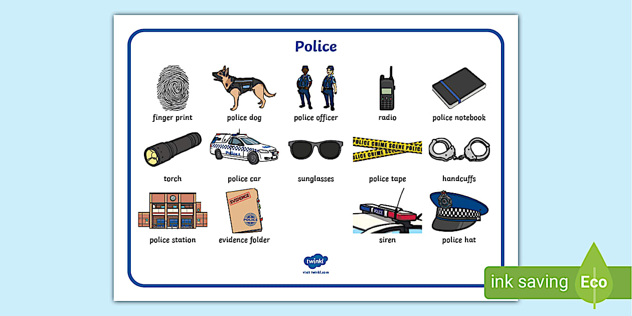 Police Word Mat (teacher made) - Twinkl