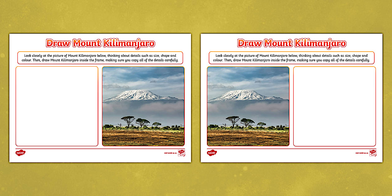 Draw Mount Kilimanjaro Worksheet - Twinkl
