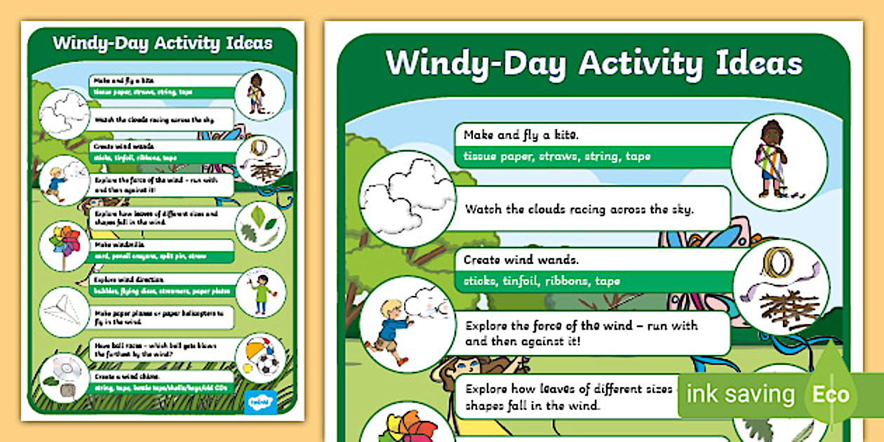 Black and White Outdoor Learning: Windy-Day Activity Ideas