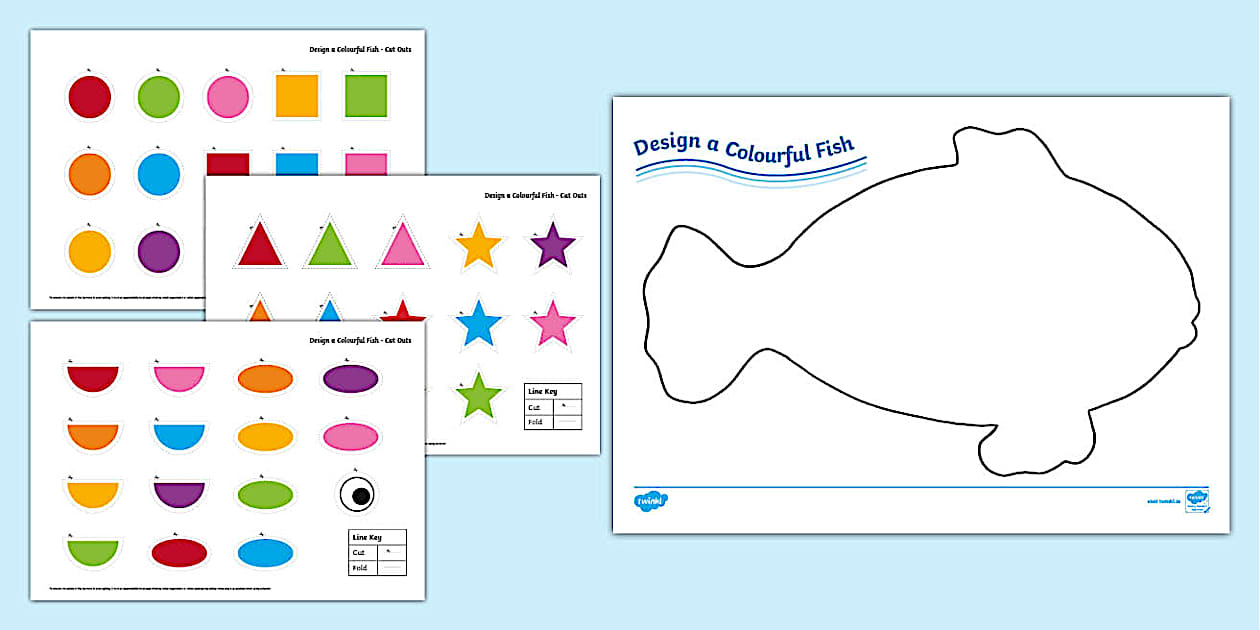 Design a Colourful Fish Cut and Stick Activity - Twinkl