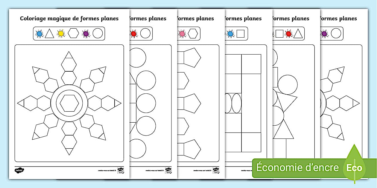 Coloriage magique de formes planes (Teacher-Made) - Twinkl